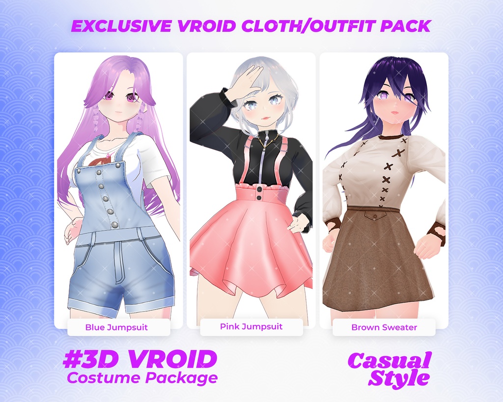3D VRoid Outfit Pack Cute & Trendy Casual Wear for VRoid Models | VRoid ...