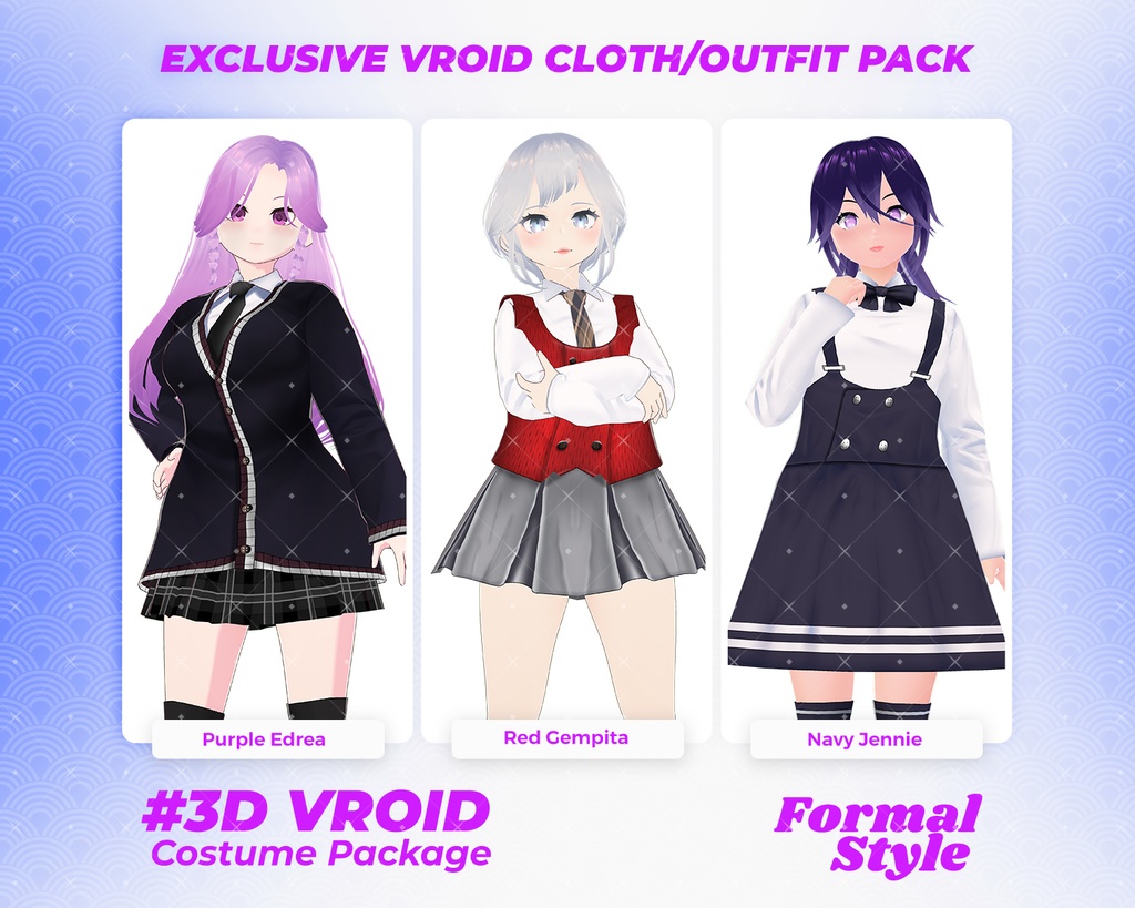 3D VRoid Outfit Pack Elegant & Classic School Uniforms for VRoid Models ...