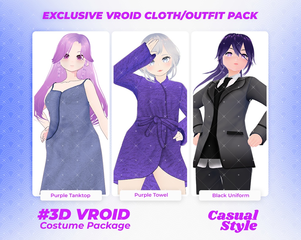 3D VRoid Outfit Pack Elegant Uniform & Cozy Loungewear for VRoid Models ...