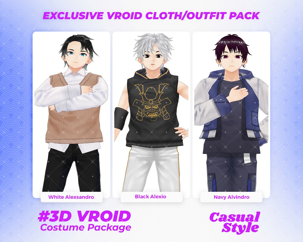 3D VRoid Outfit Pack Trendy & Modern Casual Wear for VRoid Models ...