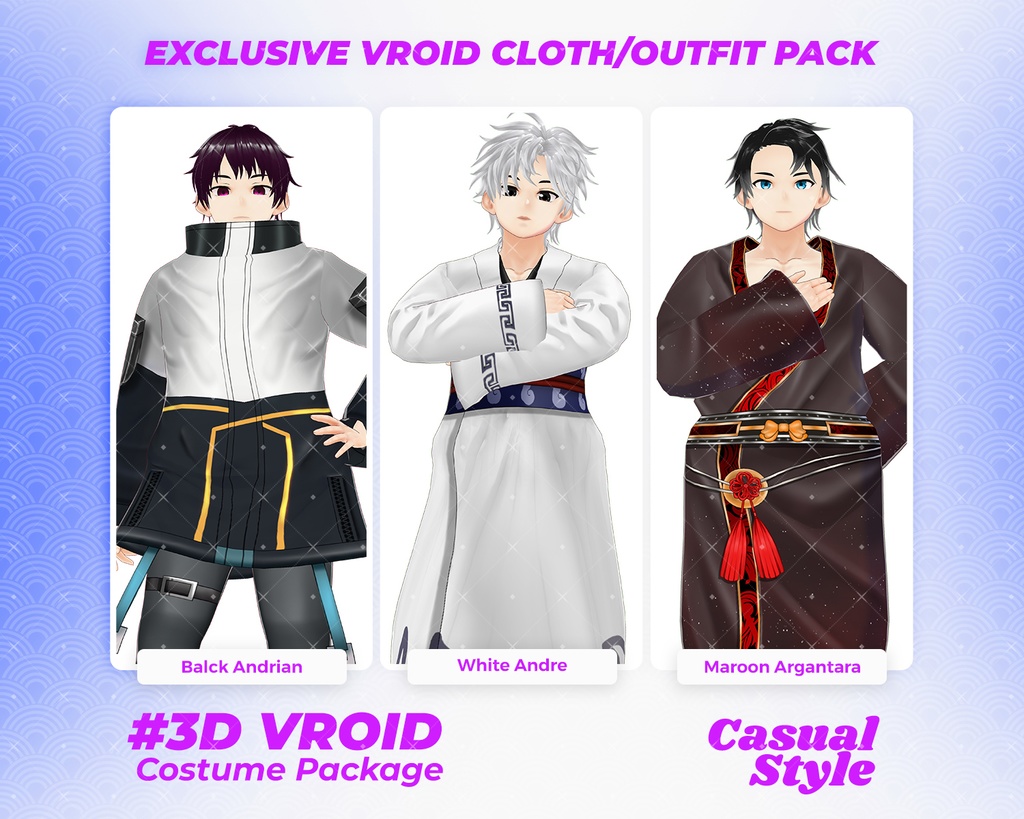 3D VRoid Outfit Pack Fusion of Modern & Traditional Styles for VRoid Models | VRoid Clothes ...