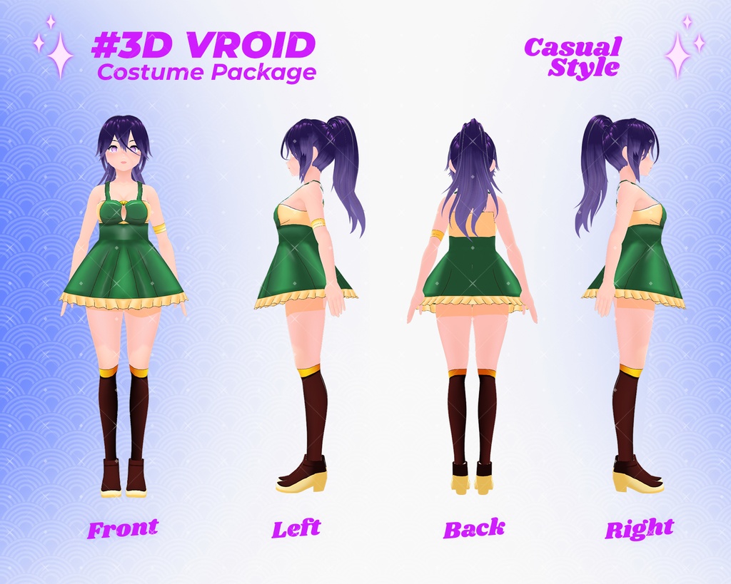 3D VRoid Outfit Pack Cute & Playful Fantasy Dresses for VRoid Models ...