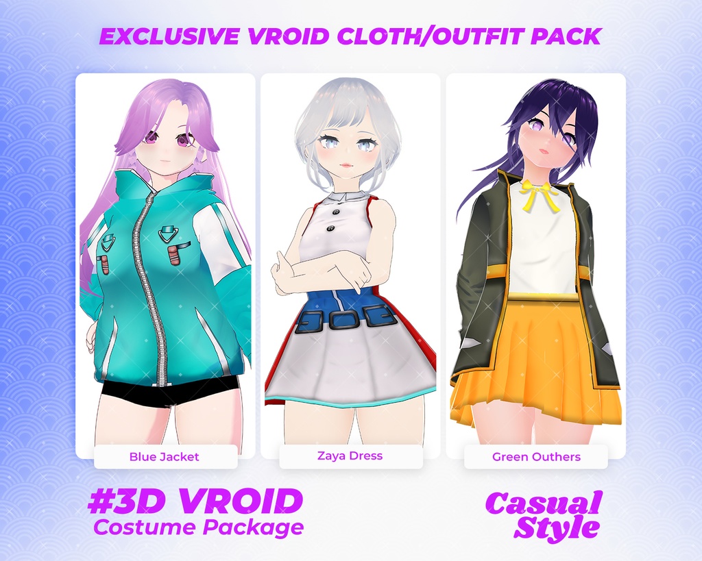 3D VRoid Outfit Pack Trendy & Stylish Casual Wear for VRoid Models ...