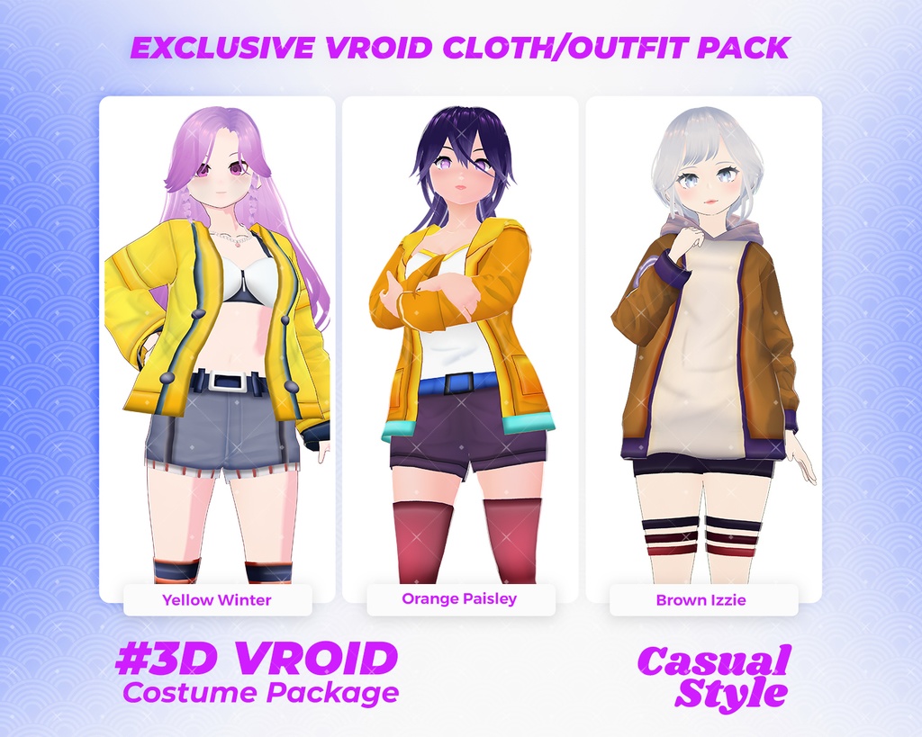 3D VRoid Outfit Pack Trendy & Cozy Casual Jackets for VRoid Models ...