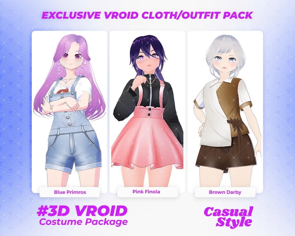 3D VRoid Outfit Pack Casual & Cute Everyday Wear for VRoid Models ...