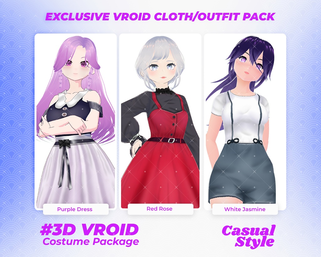 3D VRoid Outfit Pack Elegant & Cute Casual Dresses for VRoid Models ...