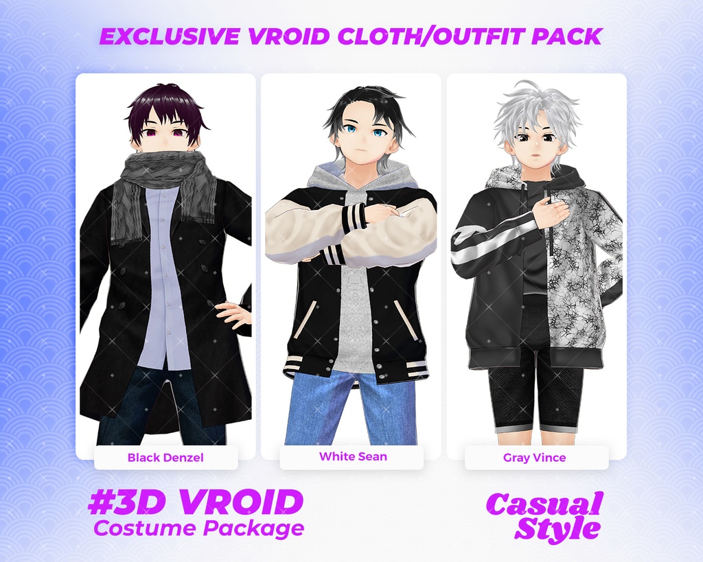 3D VRoid Outfit Pack Stylish & Trendy Male Casual Wear for VRoid Models | VRoid Clothes, VRoid ...