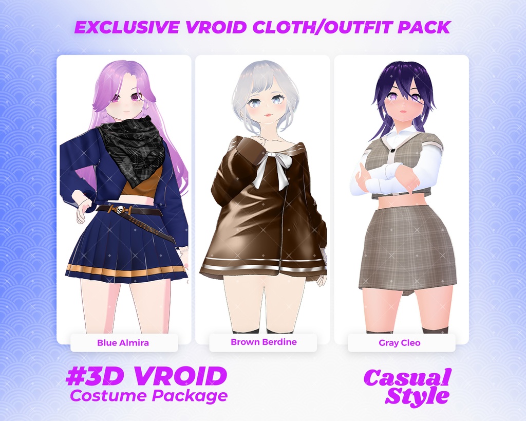 3D VRoid Outfit Pack Chic & Preppy Casual Clothes for VRoid Models ...