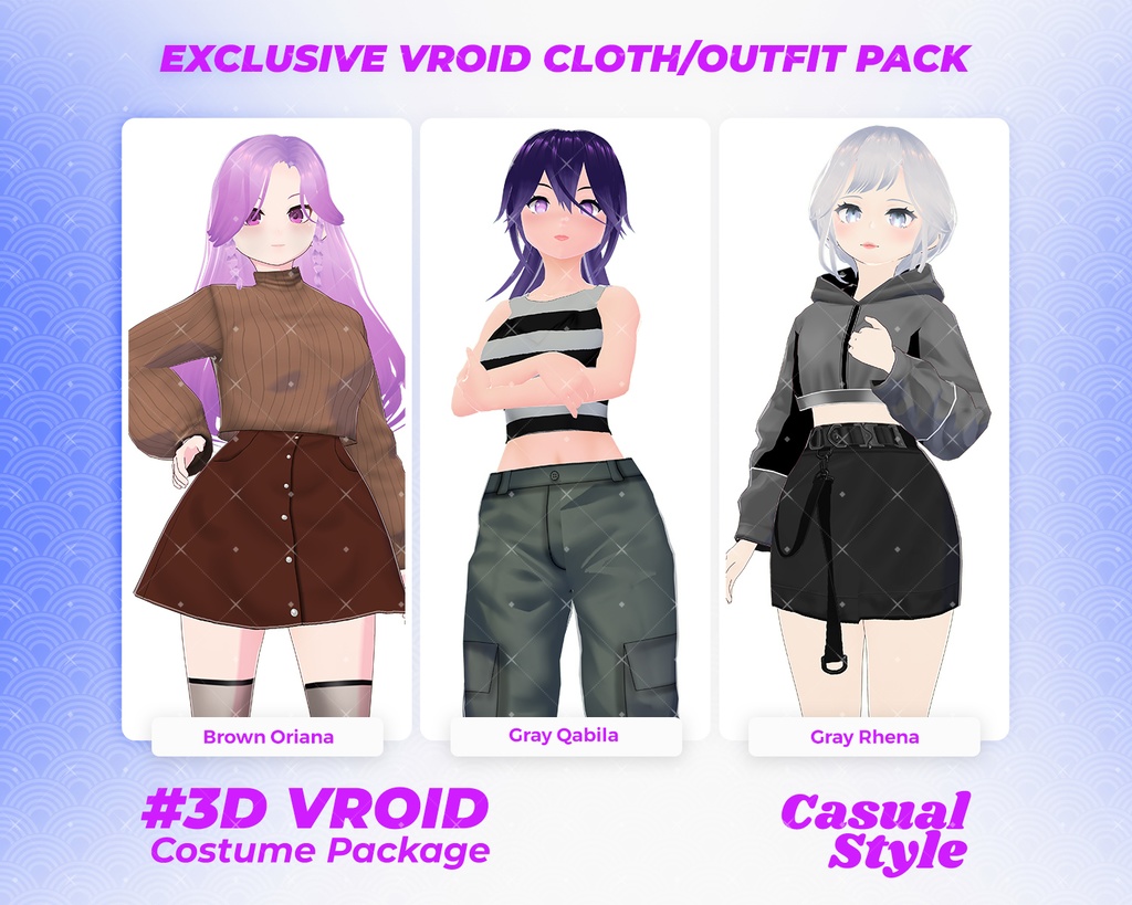 3D VRoid Outfit Pack Trendy & Stylish Casual Clothes for VRoid Models ...