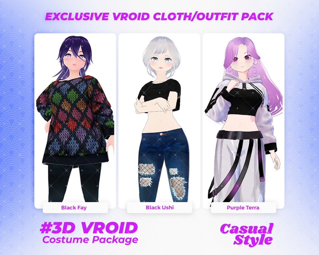 3D VRoid Outfit Pack Cozy & Edgy Casual Clothes for VRoid Models ...