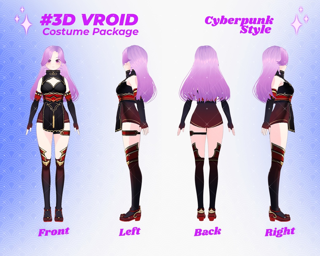 3D VRoid Outfit Pack Cyberpunk & Futuristic Clothes for VRoid Models ...
