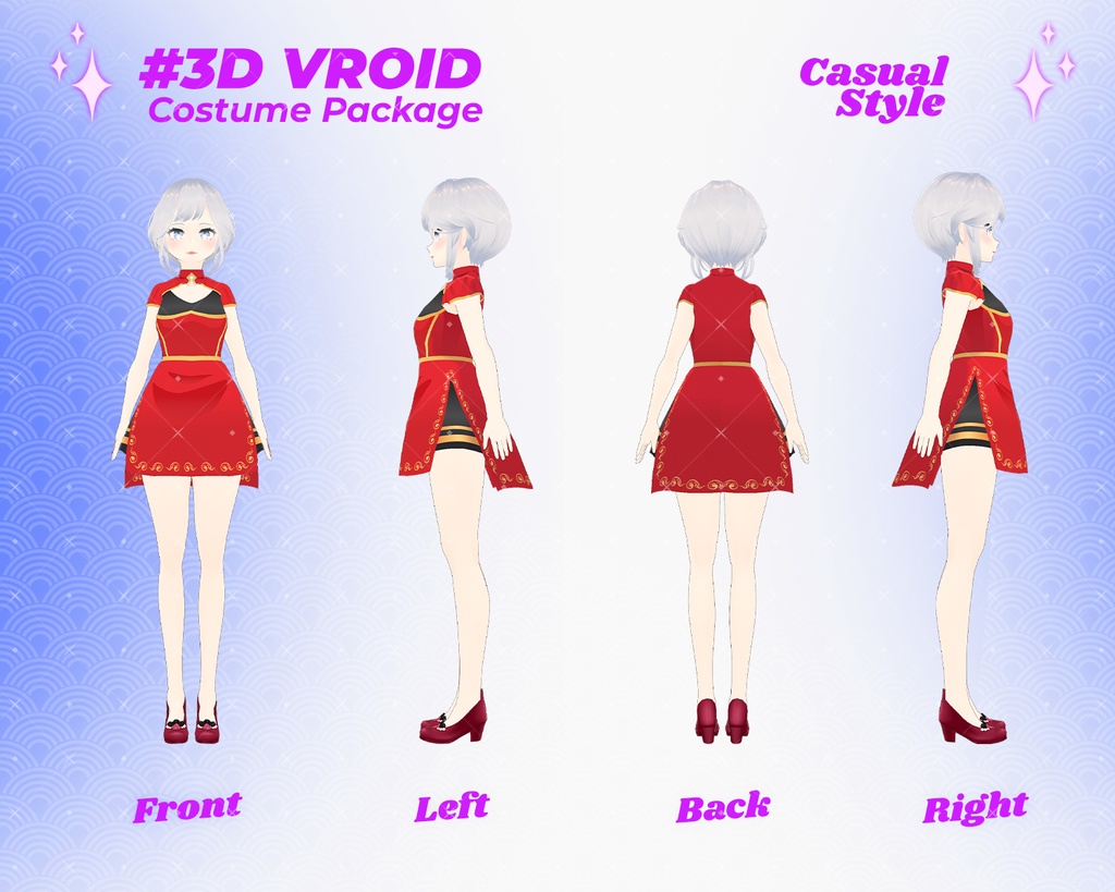 3D VRoid Outfit Pack Elegant & Stylish Casual Dresses for VRoid Models ...