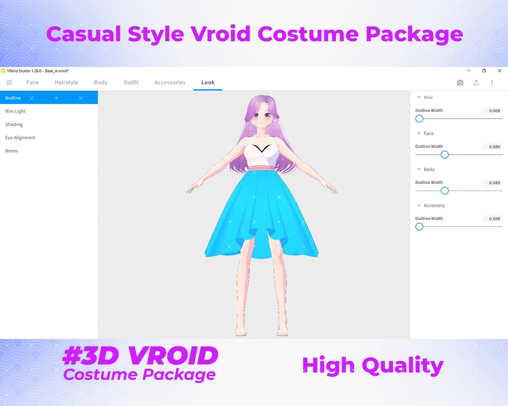 3D VRoid Outfit Pack Elegant & Stylish Casual Dresses for VRoid Models ...