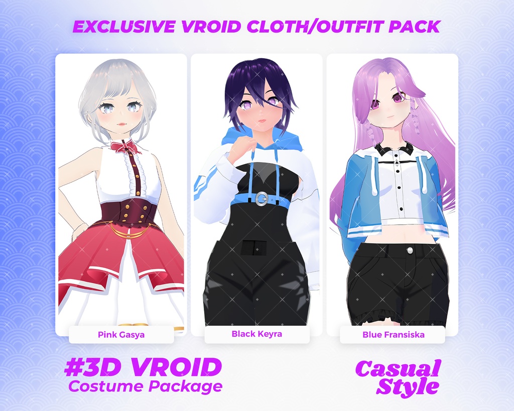 3D VRoid Outfit Pack Trendy & Stylish Casual Wear for VRoid Models ...