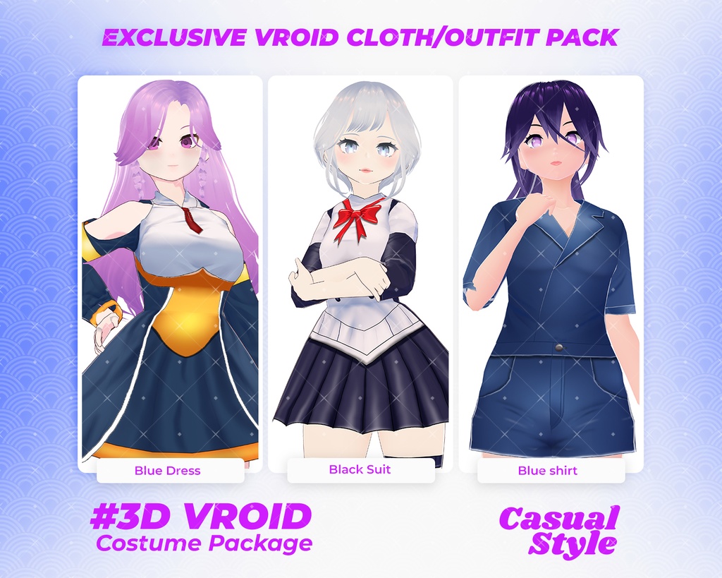 3D VRoid Outfit Pack Stylish & Trendy Casual Clothes for VRoid Models ...
