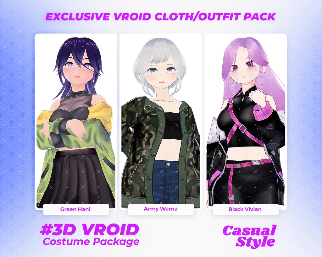 3D VRoid Outfit Pack Edgy & Cool Casual Clothes for VRoid Models ...