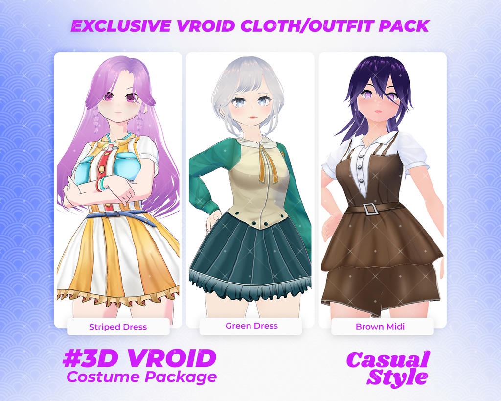 3D VRoid Outfit Pack Chic & Simple Casual Clothes for VRoid Models ...