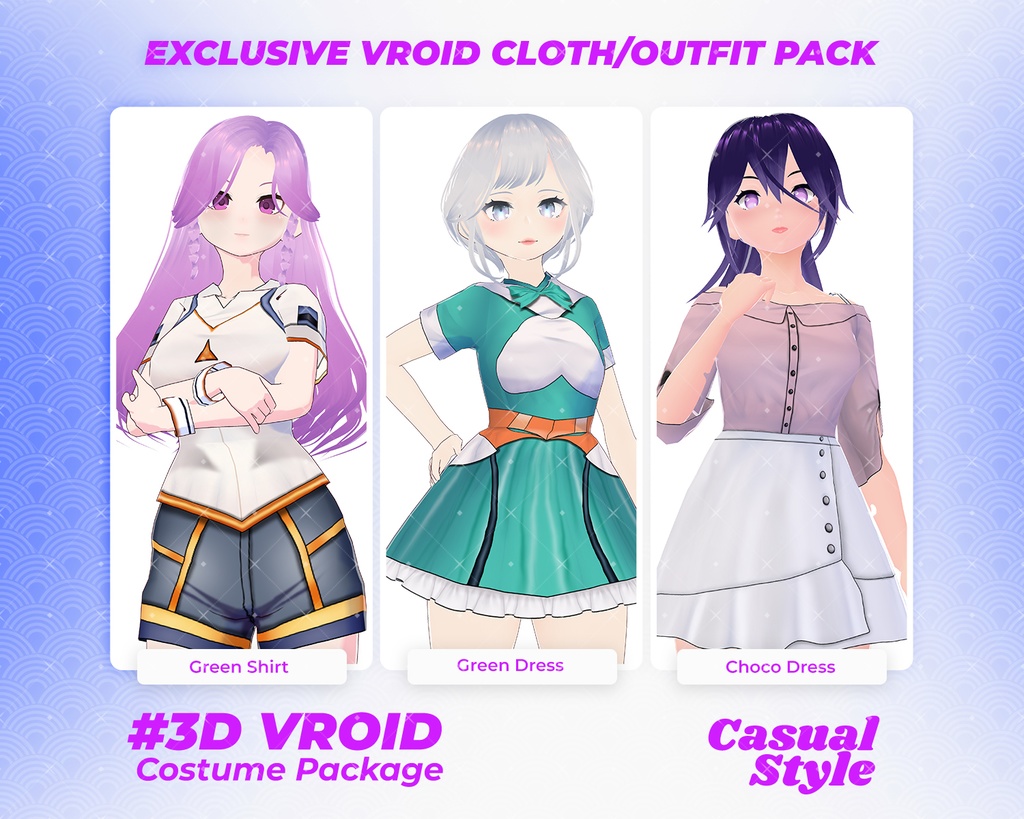 3D VRoid Outfit Pack Stylish & Casual Everyday Wear for VRoid Models ...