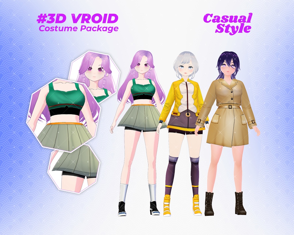 3D VRoid Outfit Pack Trendy & Casual Fashion for VRoid Models | VRoid ...