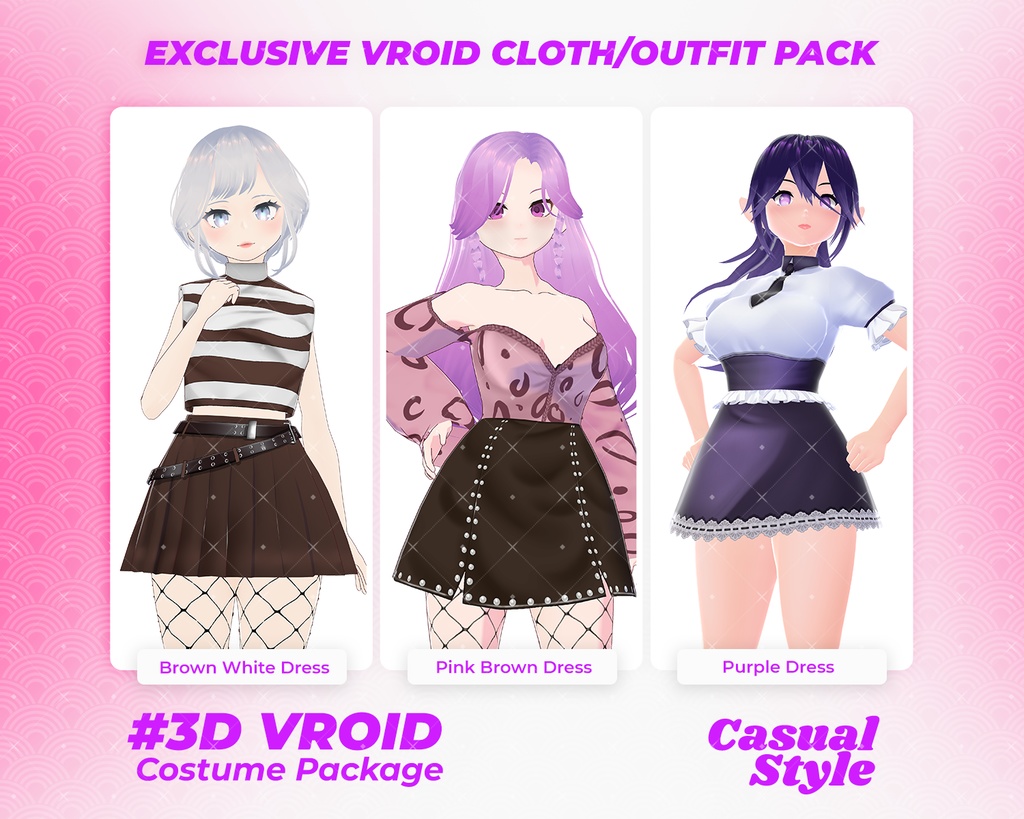 3D VRoid Outfit Pack Edgy & Chic Casual Fashion for VRoid Models ...