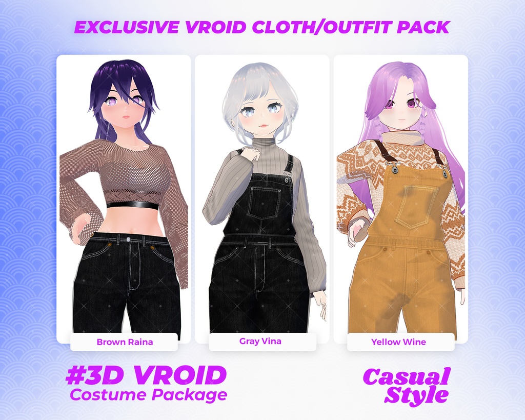 3D VRoid Outfit Pack Cozy & Chic Casual Wear for VRoid Models | VRoid ...