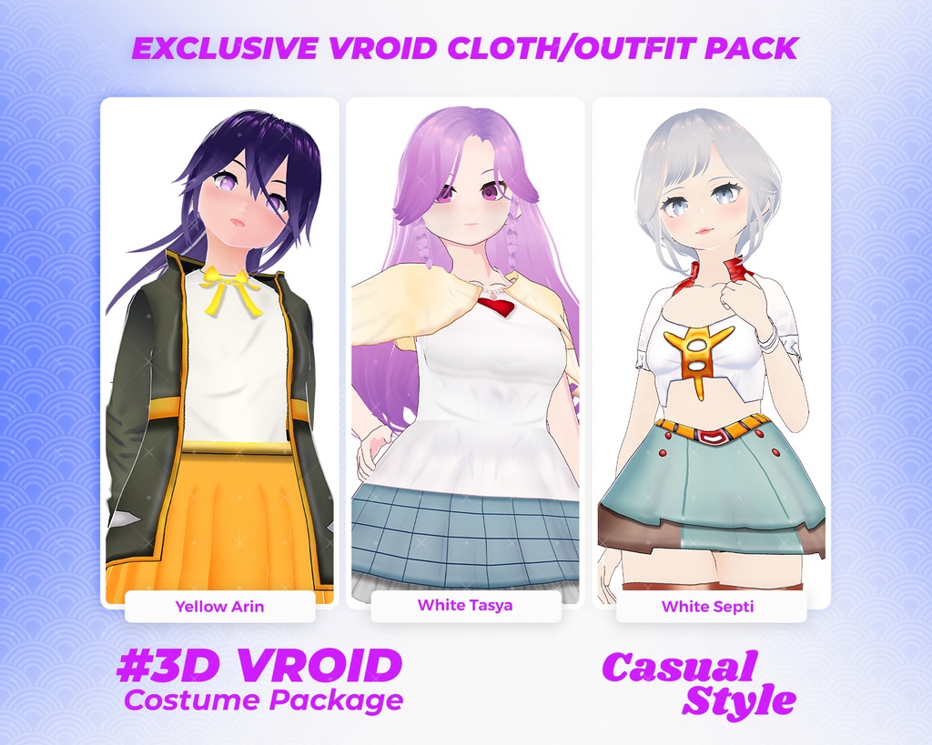 3D VRoid Outfit Pack Chic & Playful Casual Wear for VRoid Models ...