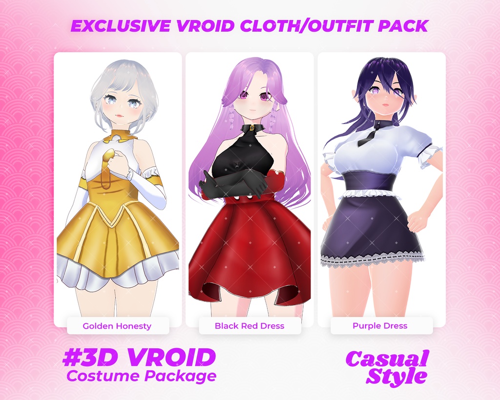 3D VRoid Outfit Pack Chic & Sophisticated Casual Dresses for VRoid ...