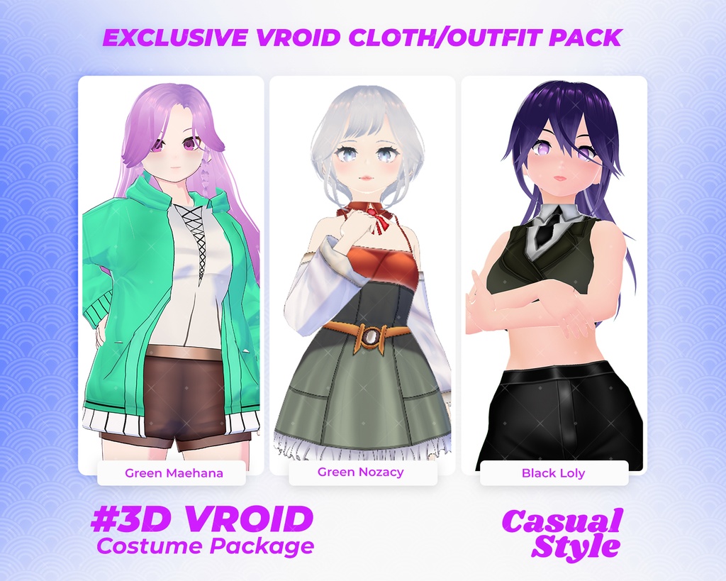 3D VRoid Outfit Pack Trendy & Chic Casual Clothes for VRoid Models ...