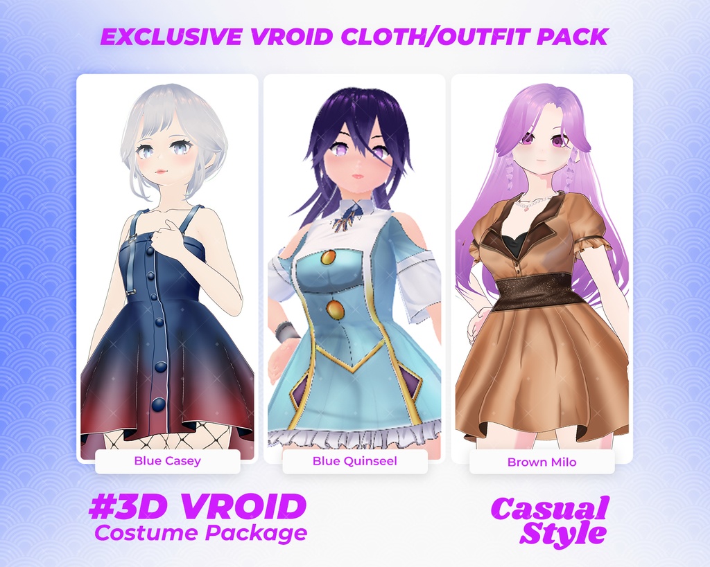 3D VRoid Outfit Pack Elegant & Vintage Casual Clothes for VRoid Models ...