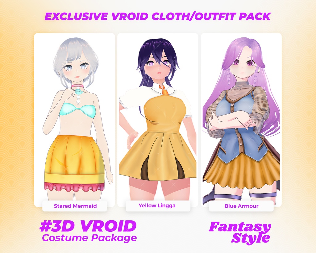 3D VRoid Outfit Pack Enchanting & Elegant Fantasy Costumes for VRoid ...