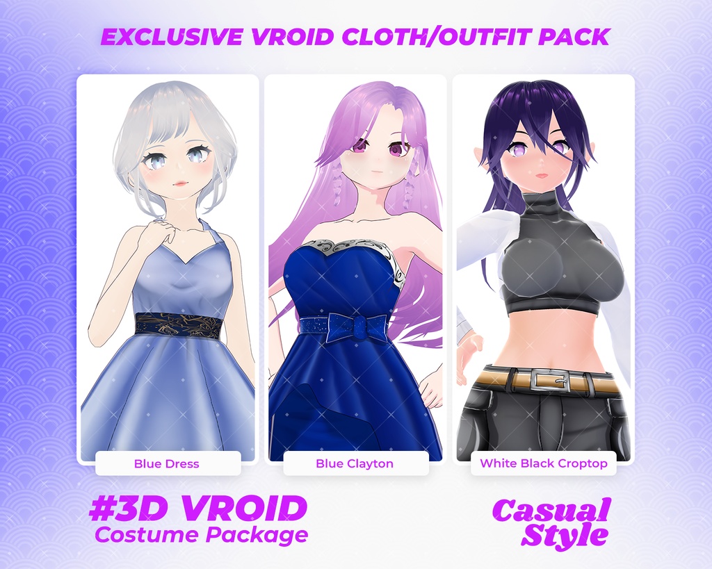 3D VRoid Outfit Pack Chic & Elegant Casual Clothes for VRoid Models ...