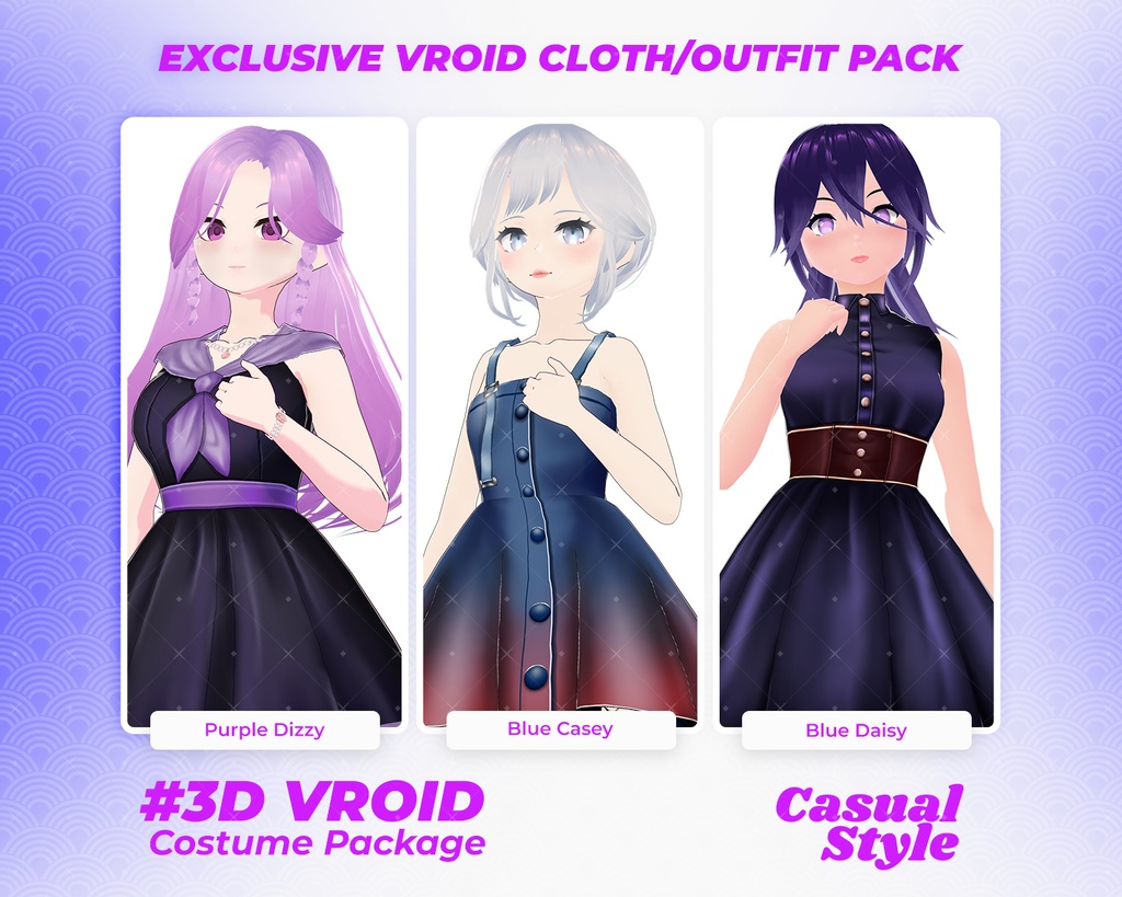 3D VRoid Outfit Pack Elegant & Classy Casual Dresses for VRoid Models ...