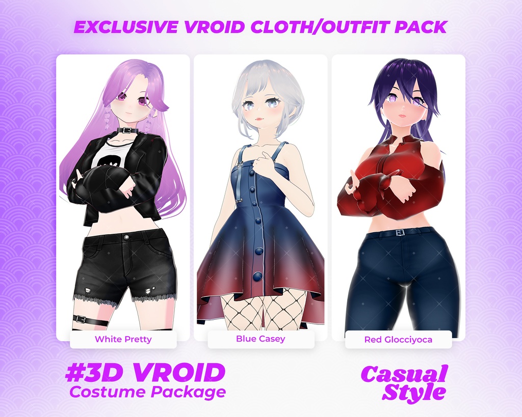 3D VRoid Outfit Pack Edgy & Chic Casual Wear for VRoid Models | VRoid ...