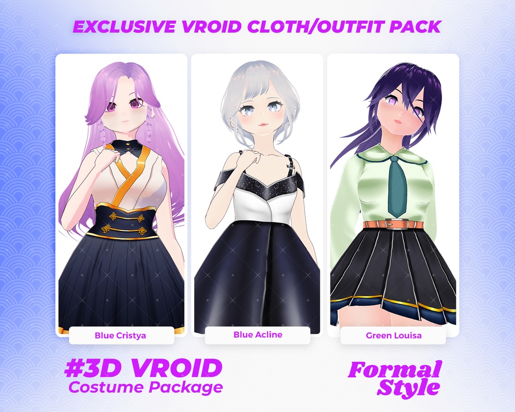 3D VRoid Outfit Pack Elegant & Refined Formal Uniforms for VRoid Models ...