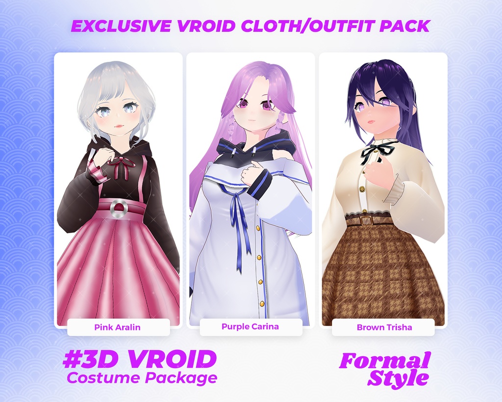 3D VRoid Outfit Pack Refined & Graceful Formal Wear for VRoid Avatars ...