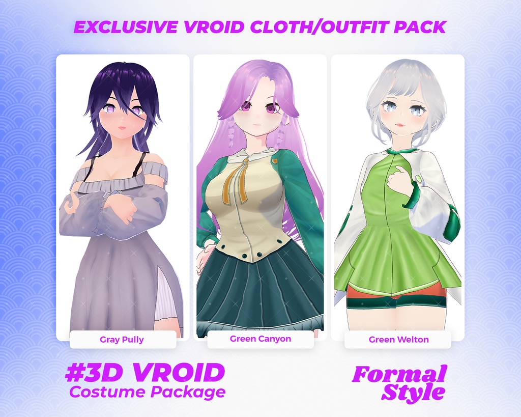 3D VRoid Outfit Pack Elegant & Stylish Formal Clothes for VRoid Avatars ...