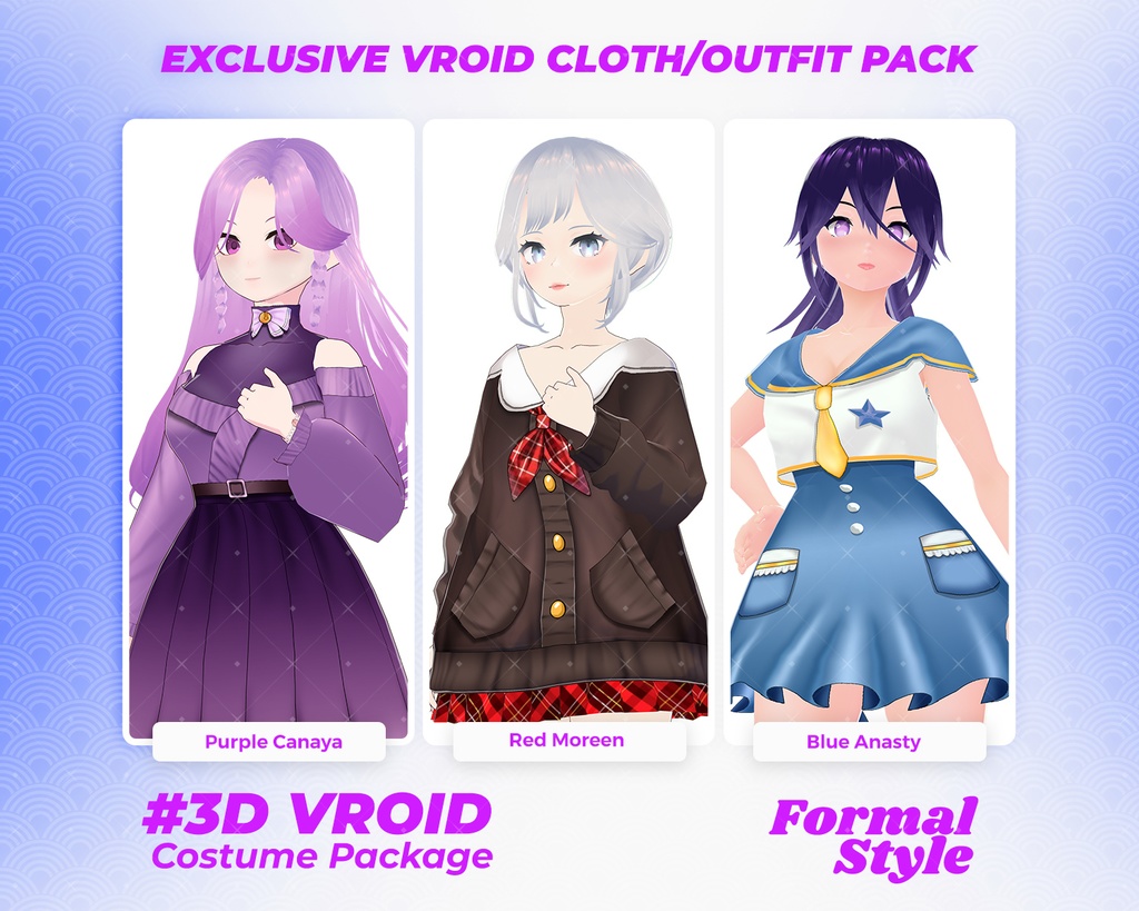 3D VRoid Outfit Pack Elegant & Unique Formal Clothes for VRoid Models ...