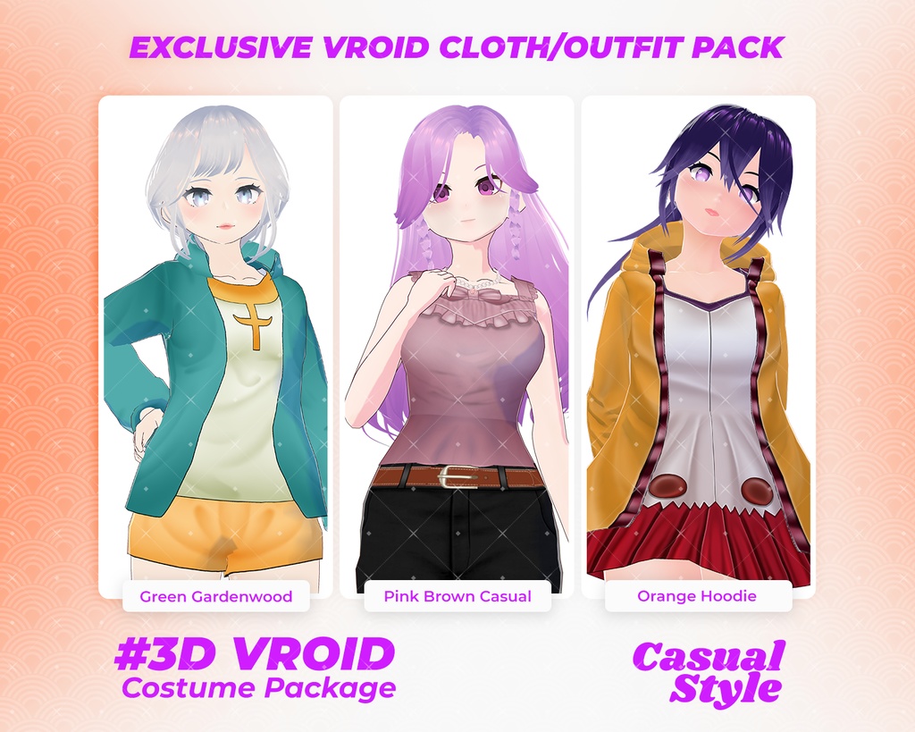 3D VRoid Outfit Pack Comfy & Fun Casual Clothes for VRoid Models ...