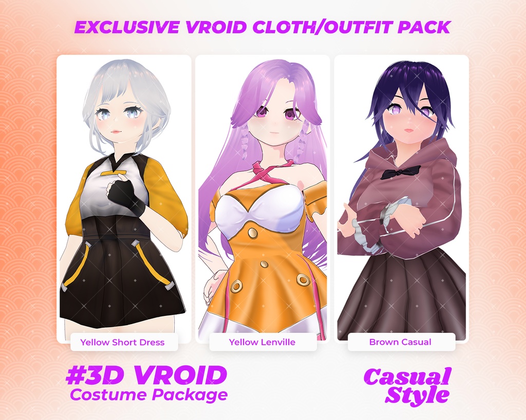 3D VRoid Outfit Pack Vibrant & Trendy Casual Clothes for VRoid Models ...