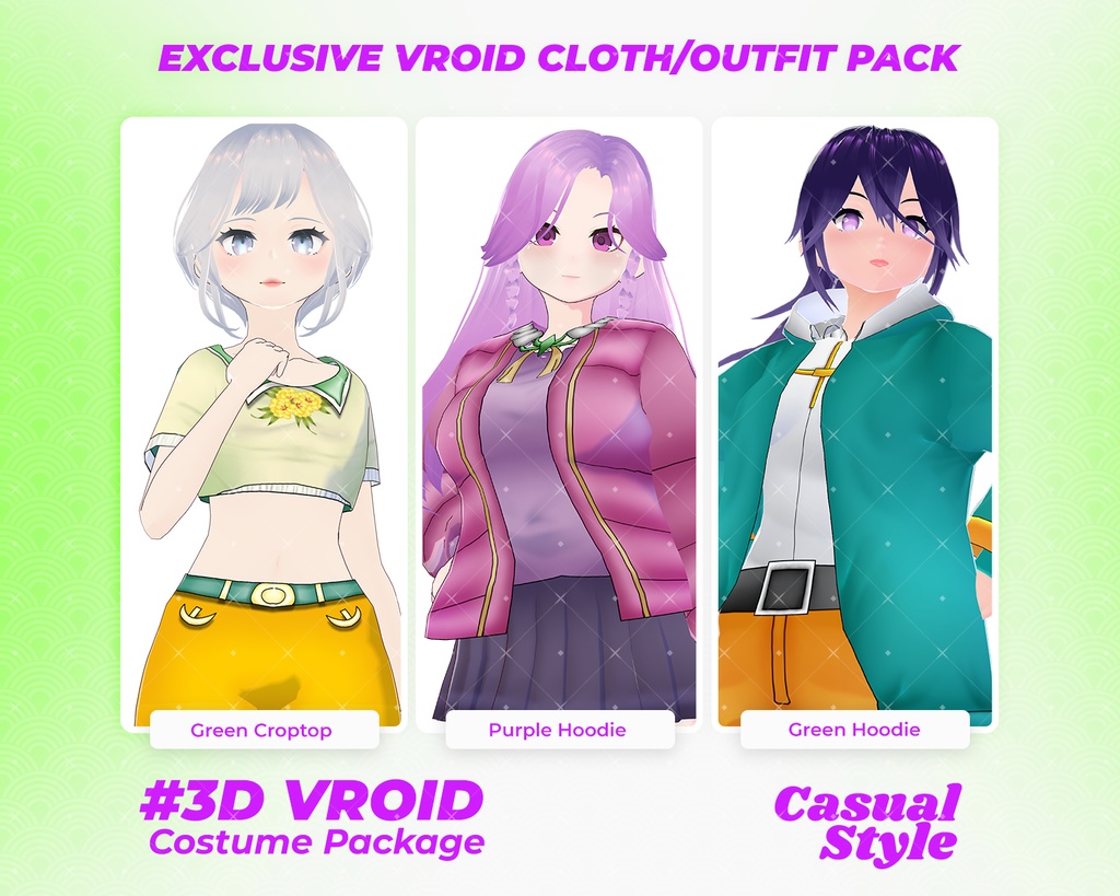 3D VRoid Outfit Pack Sporty & Cozy Casual Clothes for VRoid Models ...
