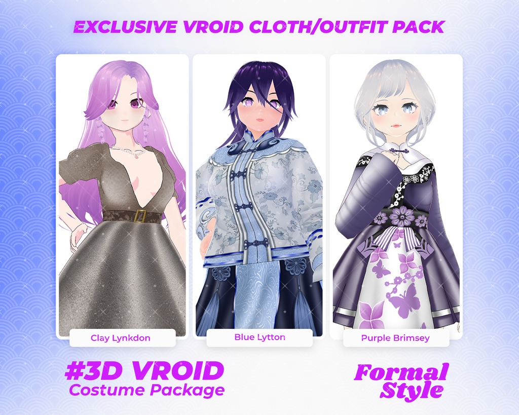 3D VRoid Outfit Pack Elegant Formal Costumes for VRoid Models | VRoid ...