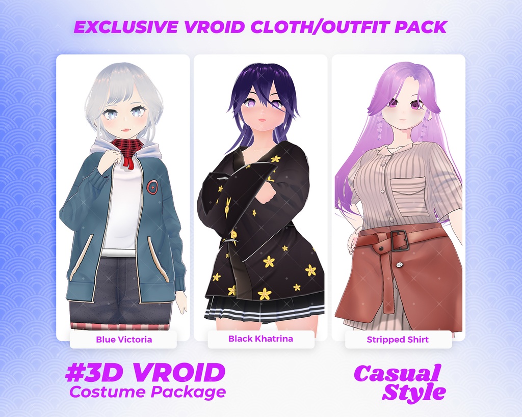 3D VRoid Casual Outfit Pack Cozy Street Style Fashion for VRoid Models ...