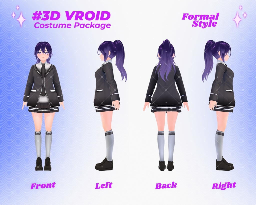 3D VRoid Formal Uniform Outfit Pack Elegant Academy & Office Style for VRoid Models | VRoid ...