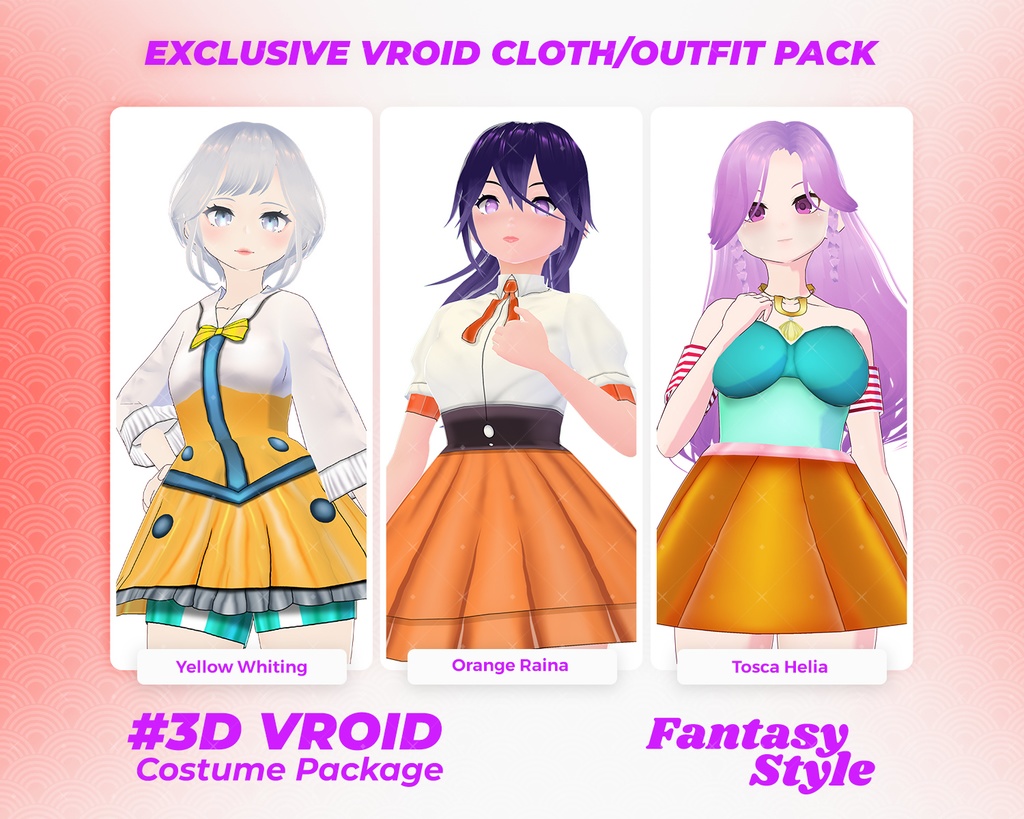 3D VRoid Outfit Pack Playful Fantasy Uniform & Cute Idol Style Clothes ...