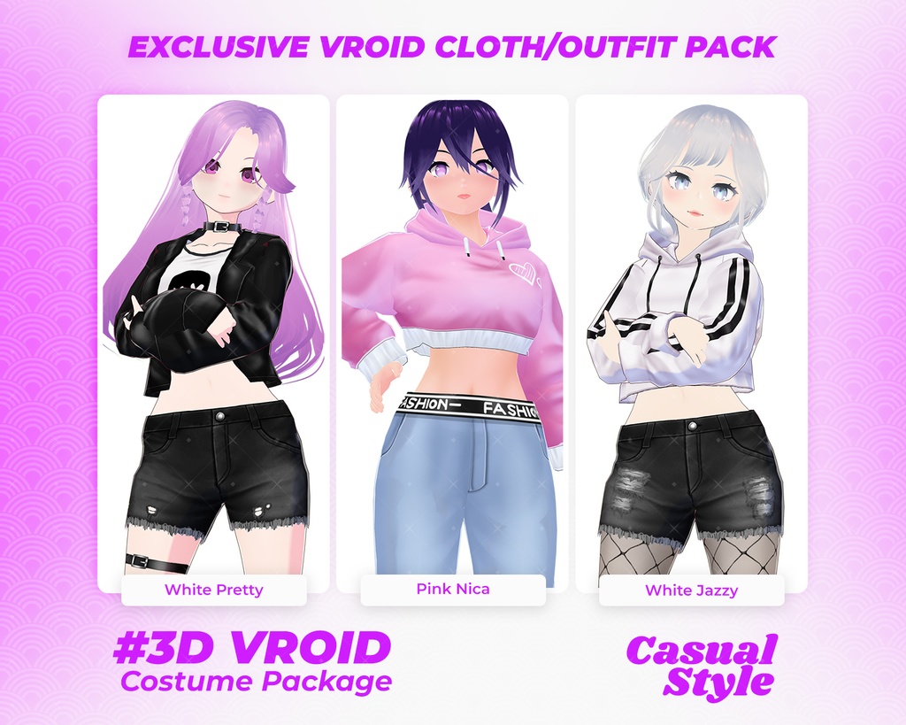 3D VRoid Outfit Pack Edgy & Street Casual Clothes for VRoid Models ...