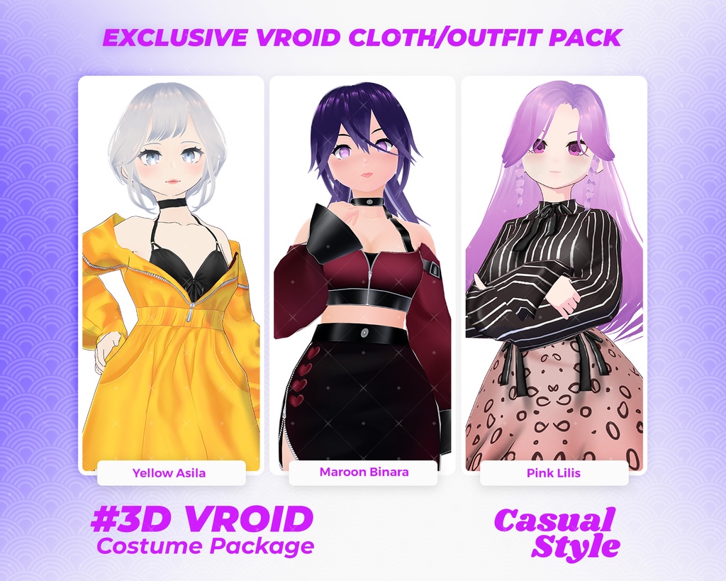 3D VRoid Outfit Pack Bold & Stylish Casual Fashion for VRoid Models ...