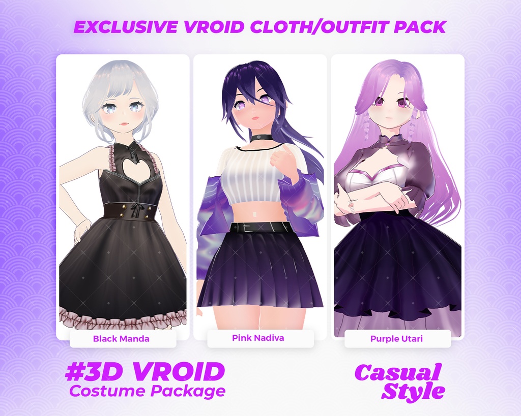 3D VRoid Outfit Pack Elegant & Modern Dresses for VRoid Models | VRoid ...