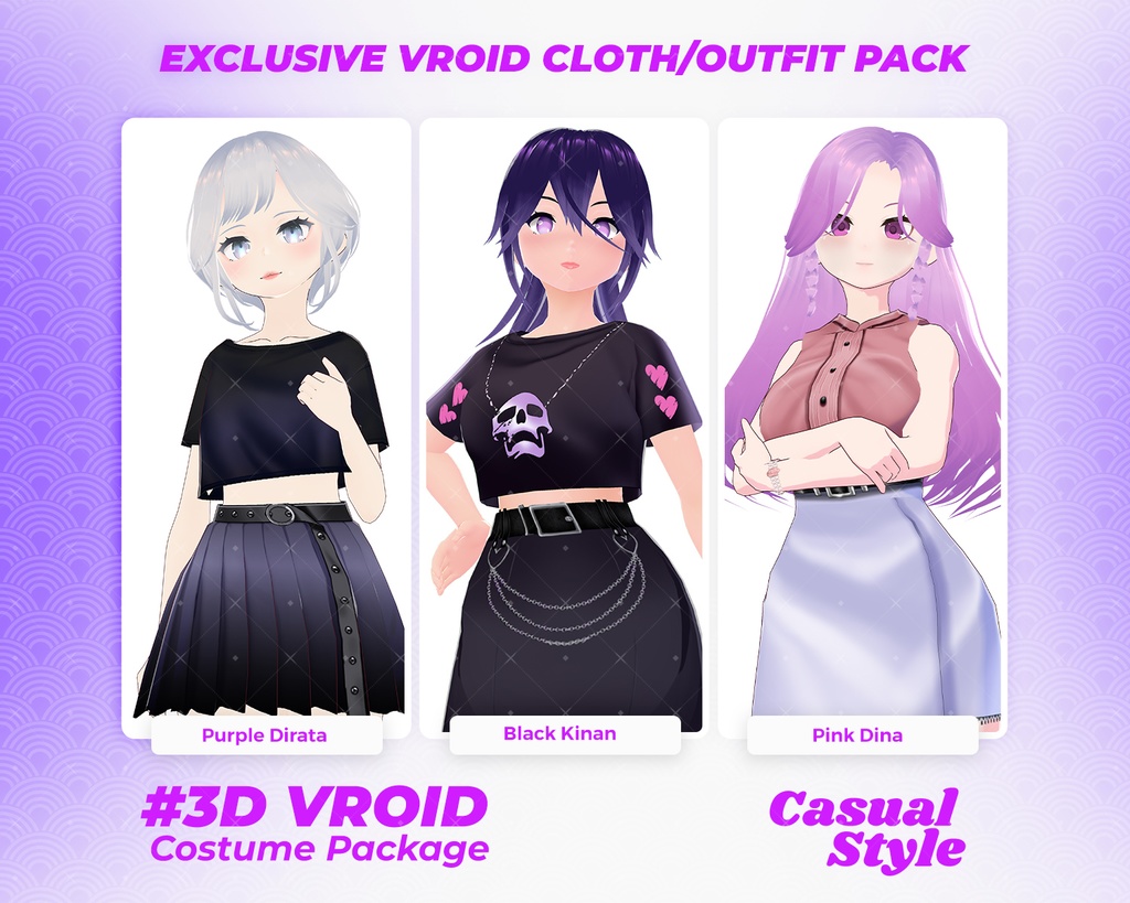 3D VRoid Outfit Pack Edgy & Soft Casual Looks for VRoid Models | VRoid ...