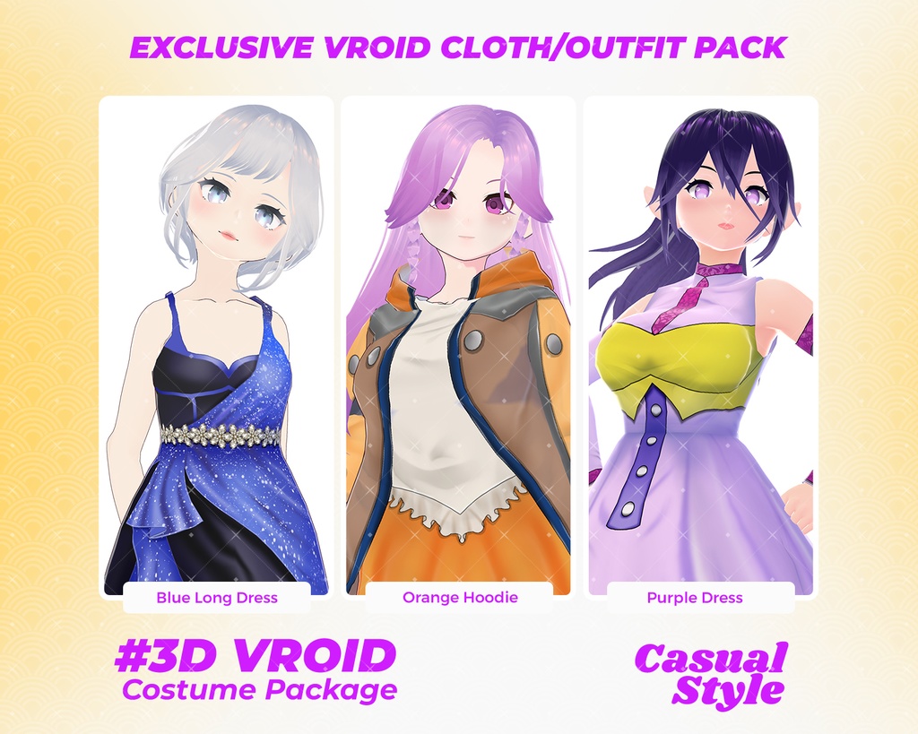 3D VRoid Outfit Pack Stylish Mixed Casual & Chic Dresses for VRoid ...