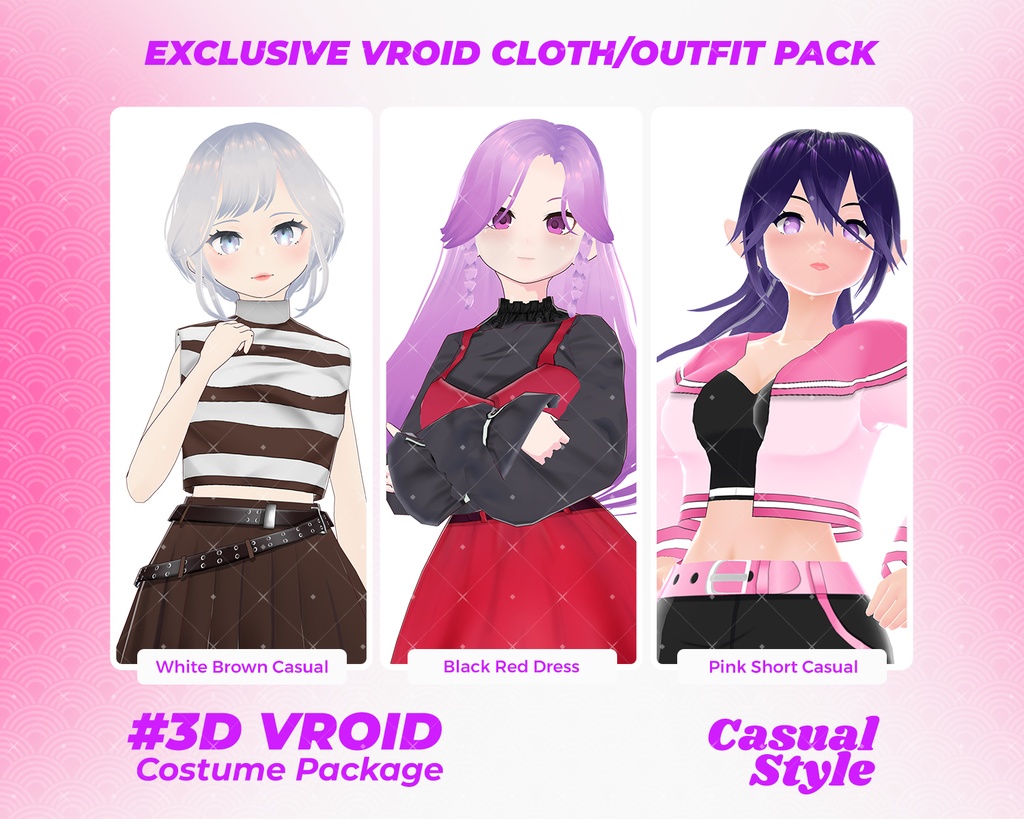 3D VRoid Outfit Pack Bold & Playful Casual Looks for VRoid Models ...